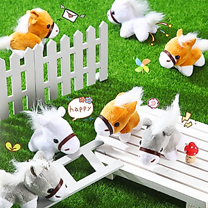 Zomiboo Stuffed Horse, 12 Pcs Assorted Toy Plushies, 3.2 Inch Mini Plush Animals Keychain Party Favors with Detachable Chain for Farm Party Supplies Christmas