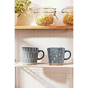 Buren Ceramics 14oz Coffee Mugs Set of 4, Perfect for Latte, Green Tea, Cappuccino and Beverages. Microwave and Dishwasher Safe Cups. Modern Theme Matte Finish, Makes a Great Gift