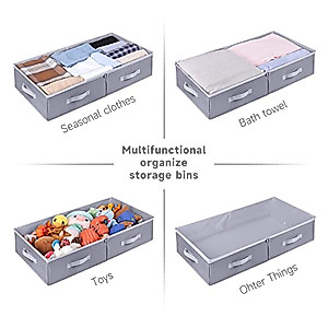 NesTidy 2 Pack Under Bed Storage, 32x17x6 Inch Fabric Under Bed Storage Containers with Side Wall and Hard Bottom, Under The Bed Storage with Handles and Lid for Clothes, Toys, Blanket storage (Gery)