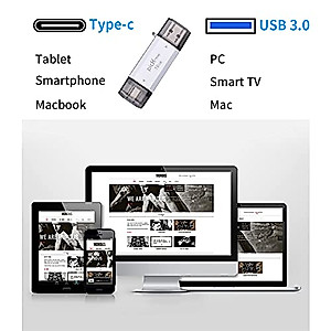 picK-me USB C Flash Drive, 2-in-1 USB 3.0 Thumb Drive, Dual USB Memory Stick Drive High Speed, for Type-C Android Smartphones Tablets and New MacBook (16GB)