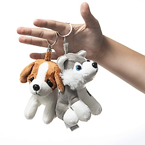 PREXTEX Plush Puppies Set - 6 Small Dog Stuffed Animals with Keychains | 5-Inch Cozy & Cute Puppy Toys for 3-5+ Year Olds
