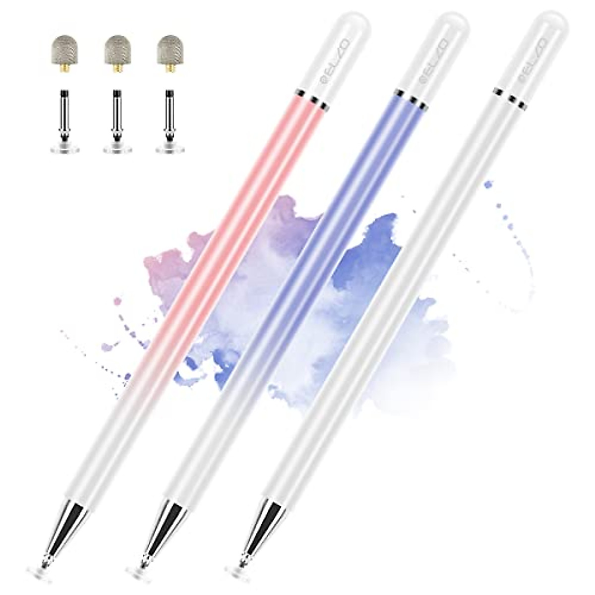 ELZO Stylus Pens for Touch Screens, 2 in 1 Universal Stylus, Surface Pen, 100% Compatible with All Tablet Touch Screens for iPhone/iPad/Samsung/Huawei/Lenovo, Magnetic Cap, Stylus Pen Replacement