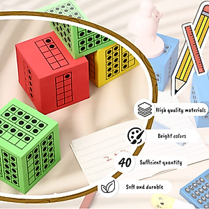 Hanaive 20 Pcs Ten Frame Dice Large Foam Dice for Classroom Math Manipulatives Kindergarten Classroom Supplies for Teachers Elementary Subitizing Dice Educational Counting Toys Math Learning Tools