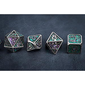Mystical Forest of Elf DND Metal Dice Set for Dungeons and Dragons Gifts, D&D, D and D, Pathfinder, Accessories, D20, Polyhedral, Resin Dice, Metal, Dice Tray, Tower, Bag, Box