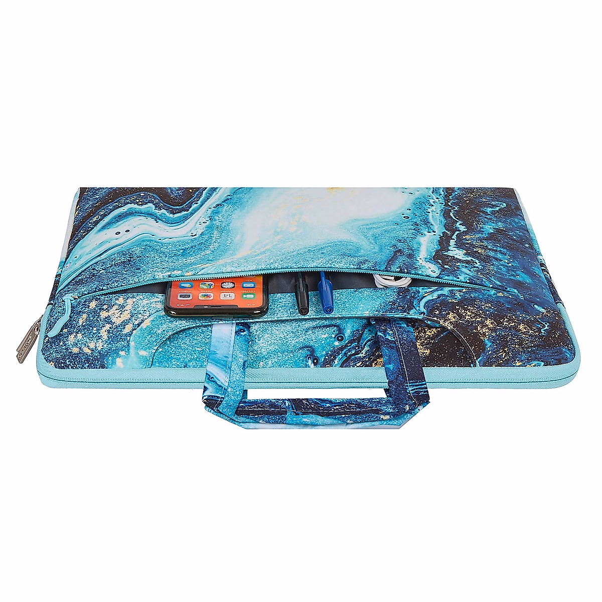 MOSISO Laptop Shoulder Bag Compatible with MacBook Air/Pro, 13-13.3 inch Notebook, Compatible with MacBook Pro 14 M4 M3 M2 M1 2025-2021, Creative Wave Marble Carrying Briefcase Handbag Sleeve Case