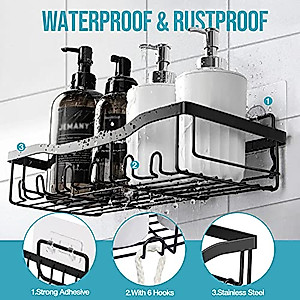 Gocvo Shower Caddy, 5 Pack Shower Shelves Bathroom Organizer No Drilling Adhesive Shower Wall Shelves Rustproof Stainless Steel Storage Shower Rack