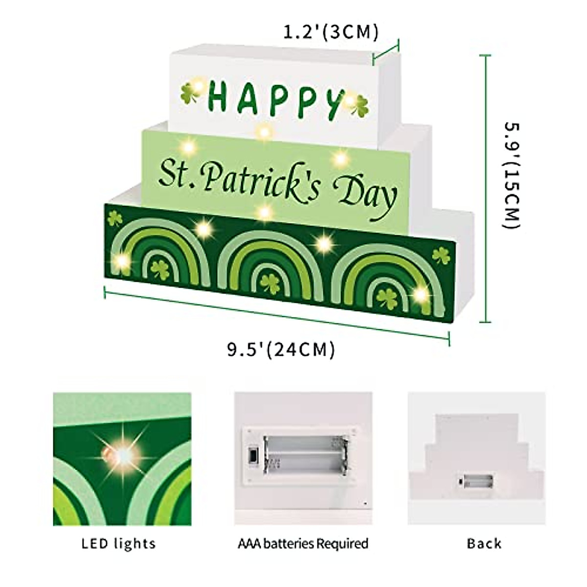 St Patricks Day Decorations, LED St Patricks Wood Block Sign, St Patrick Rustic Letters, Farmhouse Home Table Centerpiece Decor,St Patricks Day decor Tiered Tray, Tables, Mantel Decor,St Patricks Day Gift