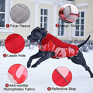 Warm Dog Jacket Reversible Fleece Winter Dog Vest for Cold Weather, Waterproof Windproof Dog Winter Coat Reflective with Magic Strip&Furry Collar for Small Medium Large Breeds Dogs Puppies Cat Pet