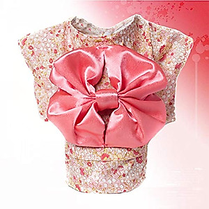 1pc Japanese Kimono with Small Flowers Printing Outfit Costumes for Pets Dogs Puppy (Pink XS)