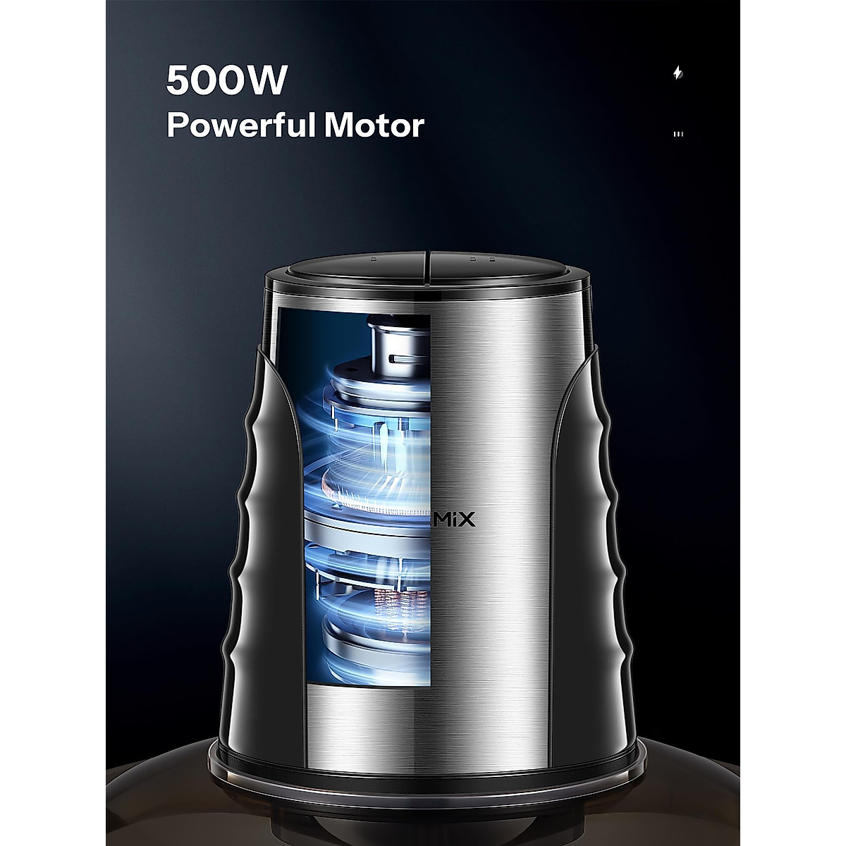 Food Processors with 2 Large Bowls(12 Cup+12 Cup), Reemix Electric Chopper with Powerful 500W Copper Motor, 4 Bi-Level Blades for Fruits, Meat, Vegetables, Baby Food, Nuts, 2 Speeds