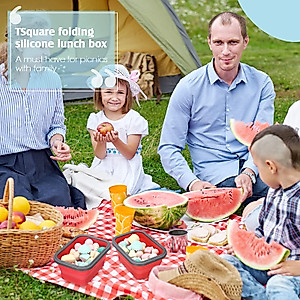 Maxdot Set of 12 Silicone Food Storage Containers Collapsible Bowls with Lids Vacuum Seal Silicone Lunch Box for Fruit Meal Freezer Kitchen Microwave Dishwasher Safe (Mixed Color, 12 oz)