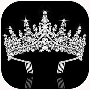 CURASA Silver Tiara and Crowns for Women Crystal Queen Crown, Wedding Tiaras for Bride Princess Crown for Little Girls Headpiece for Bridal Birthday Party Prom Halloween Pageant