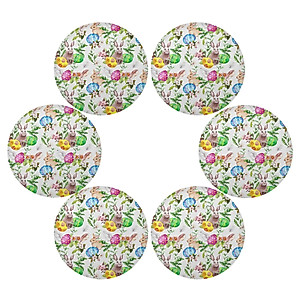senya Easter Bunny Colored Eggs Round Placemats Set of 6 for Dining Table Heat Insulation Non-Slip Washable Place mats