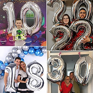 Huge Silver Balloon Number 22,40 Inch Silver 22nd Mylar Foil Helium Birthday Decoration Balloons，Silver 22 Balloons For Wedding Anniversary Birthday Party Decors,22Year Old Men Women Birthday Balloons