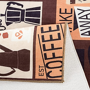 wunderlin Kitchen Rugs Runner Collection Non-Slip Kitchen Washable Rugs for Kitchen Floor Set Carpet Kitchen Rugs Kitchen Decorations Theme Sets of Two (Coffee)