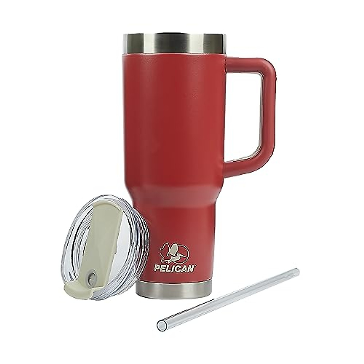 Pelican Hydration Pelican Porter™ 40 oz Vacuum Insulated Tumbler - Recycled Stainless Steel Double Wall Travel with Dual Lid, Powder Coated Insulated Coffee Mug For Hot Cold Drinks, Brick
