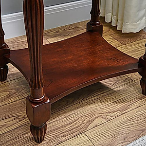 MODERION Solid Wood Side Table with Drawer and Storage Shelf, Traditional End Table, Narrow Telephone Nightstand, Carvings Elegant Vintage, for Living Room, Bedroom, Office Cherry Walnut GBJ1533WD