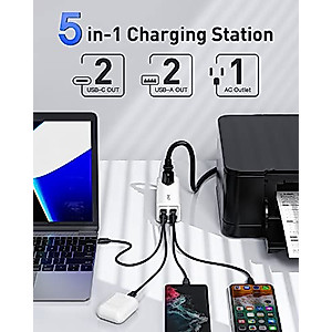USB C Charger, LDNIO 65W GaN Desktop Charger, 5-in-1 USB C Charging Station with AC Outlet Extender, Surge Protector Power Strip for MacBook Pro/Air, Laptops, iPad, iPhone, Samsung Multiple Devices