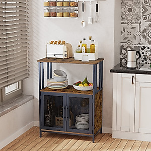 Bennio Brenny Wine Bar Rack Cabinet with Detachable Wine Rack, Liquor Cabinet, Bar Cabinet with Glass Holder, Metal Sideboard Buffet Storage Cabinet with Mesh Door