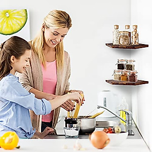 Demigo Corner Shelf Wall Mount, Set of 2 Solid Acacia Wood Floating Corner Shelf, Smooth - Durable - Attractive Corner Shelves for Bedroom Living Room Bathroom Kitchen