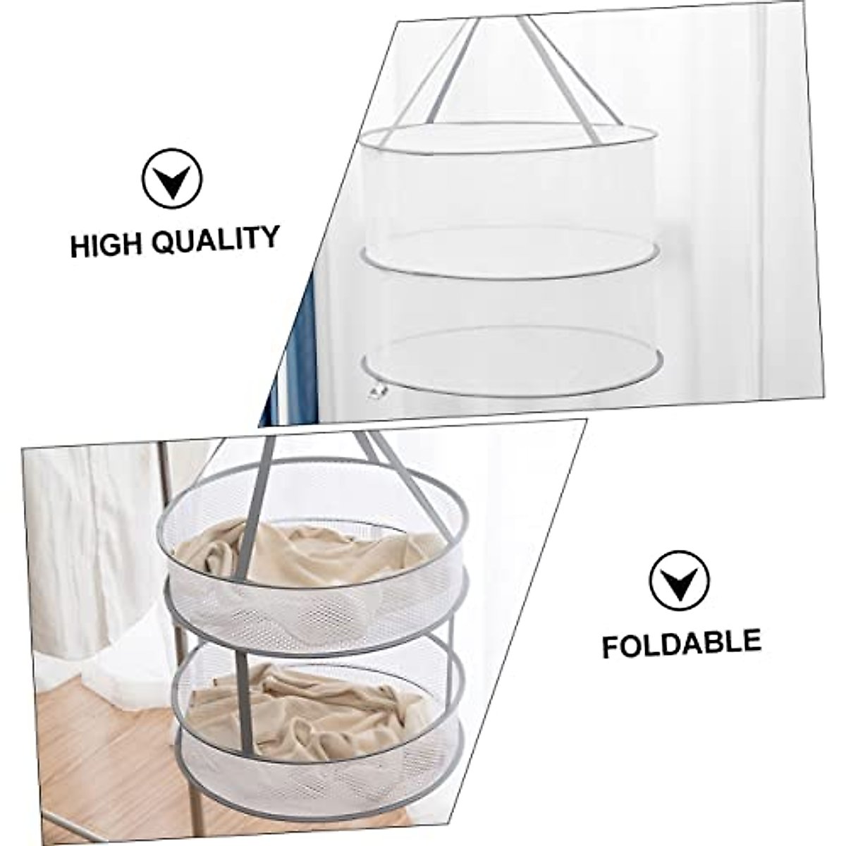 Cabilock 2pcs Double Clothes Basket mesh Bra Grey Towels Gray Towels Laundry Drying Rack Collapsible Towels Drying Hanger Collapsible Drying Rack Towels Drying mesh net Bras Drying net Grid