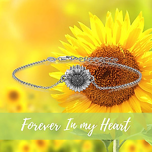 ONEFINITY Sunflower Urn Bracelet for Ashes 925 Sterling Silver Sunflower Cremation Keepsake Pendant Locket Bracelet for Women Mom
