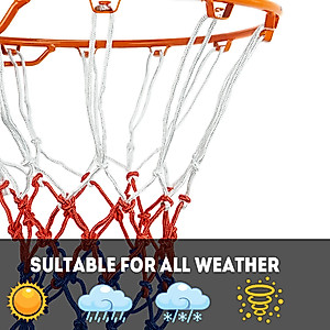 Aoneky Basketball Rim Replacement, Standard 18" Size Basketball Goal Hoop with Net - 14mm Orange