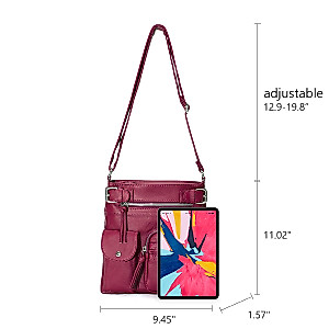 Angel Kiss, Soft Leather Crossbody Purse and Handbags Wallet Cute Small Crossover Bags with Pockets for Girl or Women Red, Medium