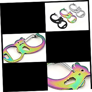 INOOMP 2pcs Multifunction Keychain Camping Can Opener Stainless Steel Can Opener Metal Keyring Carabiner Keychain Stainless Steel Bottle Opener Keychain for Car Keys Tool Electric