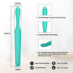 Silicone Blender Spatula for Vitamix - Blade Scraper Easy to Reach Under Blender Blades and Edges, Silicone Rubber Grip with Hanging Holes Reusable (Cyan)