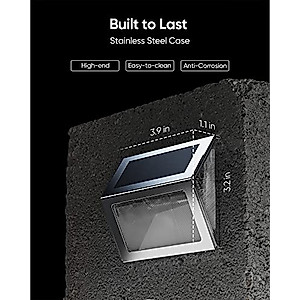 JACKYLED 12 Pack Solar Step Lights Outdoor, 3-Side 7 LED Brighter Solar Deck Lights Stainless Steel IP65 Waterproof Solar Fence Lighting for Stair, Patio, Fence, Step, Garden (Cool White)