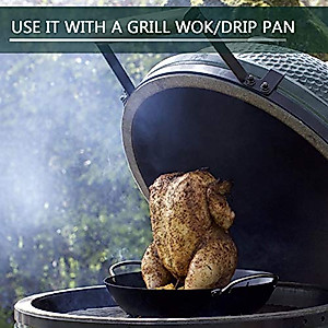 KAMaster Beer Can Chicken Holder Turkey Rack Big Green Egg Accessories Vertical Chicken Roaster Chicken Rack Roaster Chicken Roasting Stand Chicken Holder for Weber Big Green Egg Accessories （L+S）