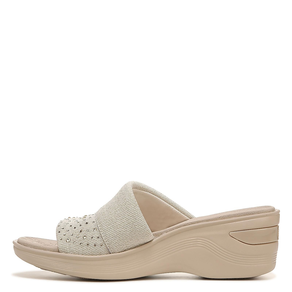 BZees Womens Dynasty Bright Wedge Sandal, Eggnog Beige Sparkle Knit, 10 US