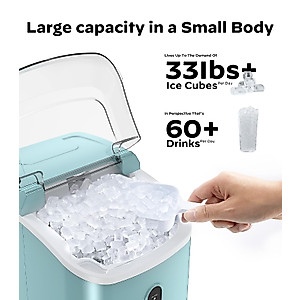 Nugget Ice Maker Countertop - Silonn Pebble Ice Maker Machine with Self-Cleaning Function, 33lbs/24H, Ice Makers for Home/Kitchen/Office, Green