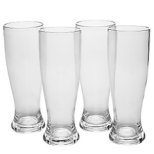 D'Eco Unbreakable 24 oz Pilsner Beer Glasses (Set of 4) - Reusable Shatterproof Classic Pub Beer & Cocktail Glasses - Perfect Indoor Outdoor Drinking Cups for Parties - Large Beer Pint Glasses Set