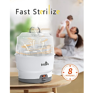 Bottle Sterilizer, Baby Bottle Sterilizer, Electric Steam Bottle Sanitizer for Baby Bottles, Pacifiers, Nipples, Teethers, Breast Pump Accessories, One Button Control, Easy BPA-Free Bottle Cleaner