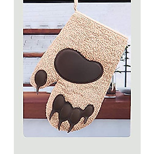 THRONKENGER Cute Bear Oven Mitt, Funny and Cute Kitchen Mitts/Pot Holders with Heat Resistant and Flexibility of Cotton Cooking Set of 2(Brown)
