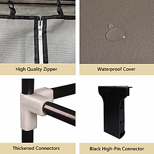 TKPKSELD Portable Closet Bedroom Wardrobe Storage with Non-Woven Fabric Cover, 8 Storage Organizer Shelves, 2 Hanging Rods for Hanging Clothes, Durable and Easy to Assemble, 69 x 49 x 17.7 Inches