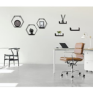 Y & Jason Wall Mounted Honeycomb Floating Shelves, Black Metal Wire Geometric Hexagon Floating Shelf – Set of 6 – Wall Décor for Bedroom, Kitchen, Living Room, Office