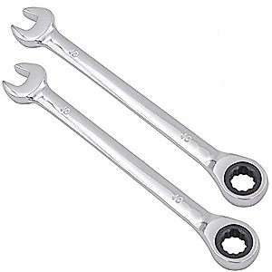 KINJOEK 2 PCS 10mm 12PT Ratchet Wrench, Metric Ratcheting Wrench Set with 5° Movement and 72 Teeth for Projects with Tight Space