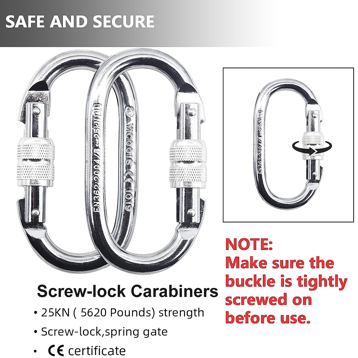 PRIOR FITNESS Yoga Straps Aerial Hammock Accessory Set, 2pcs Daisy Chain + 2pcs Carabiner, Aerial Silk Hardware with Daisy Chain Carabiner for Yoga Swing Pilates