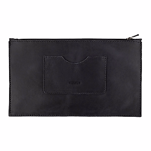 Hide & Drink, Rectangular Zippered Handbag for Women with Card Slot, Female Purse, Full Grain Leather, Handmade, Charcoal Black