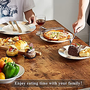 VECELO Dining Table Set for 4 Kitchen Industrial Bar Dinette with Rectangular Tabletop, Save Spacing&Sturdy Metal Frames for Home Breakfast Farmhouse Living Room Small Apartment, Brown