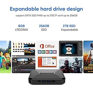 CHUWI Mini PC,8GB RAM 256GB SSD HeroBox Desktop Computer Windows 11, Intel 11th Gen N5100 Quad Core Processor(2.9GHz),Dual WiFi/BT/Gigabit Ethernet/VESA / 4K UHD/USB 3.0/Up to 2TB SSD