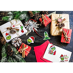 PIGBIT 50Pcs Grinch Christmas Stickers for Christmas Party Favors,Water Bottles,Laptop,Greeting Cards,Envelopes