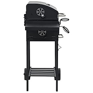 VRAXO Charcoal-Fueled BBQ Grill with Bottom Shelf Black,Outdoor Grills-37.84lbs