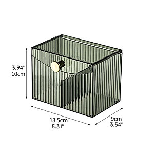 Clear Qtip Holder Dispenser for Cotton Ball and Swab Plastic with Lid Translucent Canister 2 compartment Bathroom Living Room Bedroom Vanity Makeup Organization (Green*2)