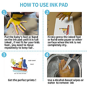 Xingwenice Baby Ink Pad Handprint and Footprint - Washable Safe Pet Paw Print Stamp, Non-Toxic and Acid-Free Ink, Perfect Family Keepsake Baby Shower Gifts for New Mom (Blue, Pink), 3.74×2.52×0.86 ''