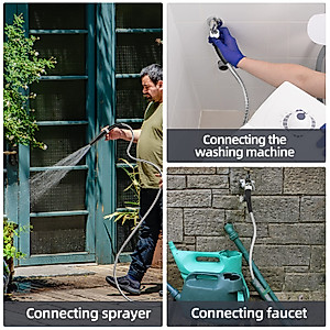 SPECILITE Metal Garden Water Hose 1 FT, Flexible and Lightweight, Heavy Duty Stainless Steel Pipe with Aluminium Fittings for Reel, Yard, Outdoor, Boat