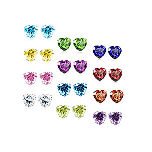 ORAZIO CZ Stud Earrings for Women Stainless Steel Cubic Zirconia Cute Heart Earrings Screwback